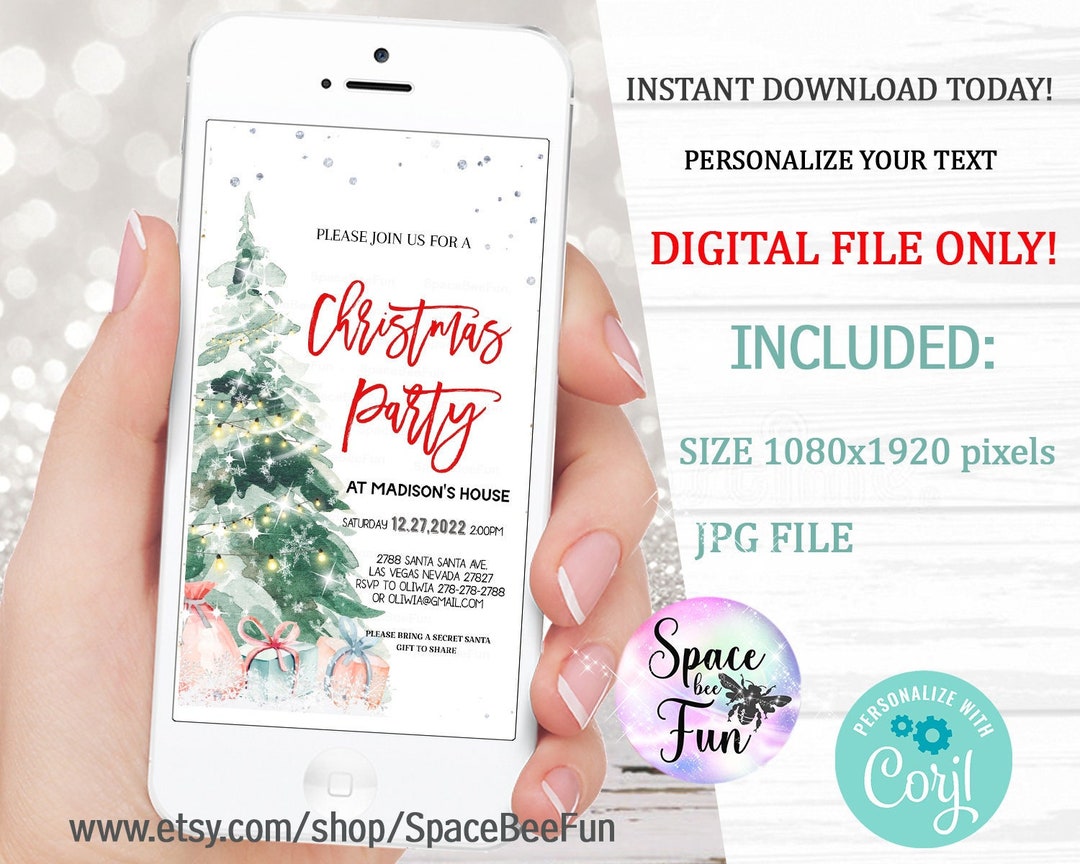 Editable Evite Christmas Party Invitation Winter Christmas Party Invite ...