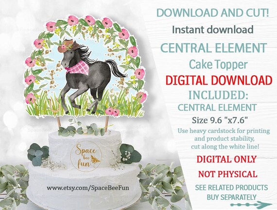 Horse Cowgirl Birthday Cake Topper Birthday Girl Saddle up - Etsy