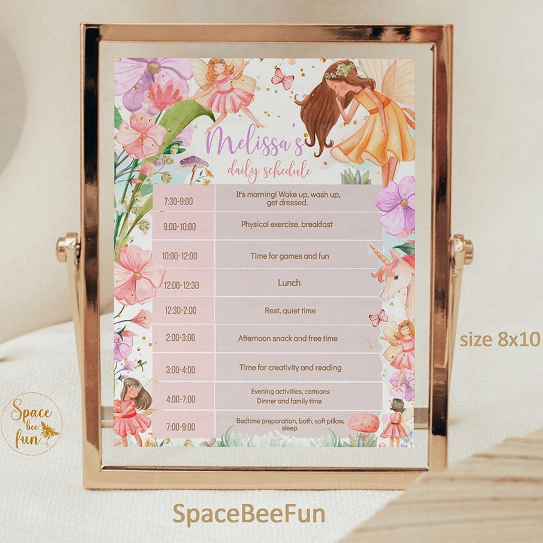 Fairy Kids Daily Schedule Schedule School Sign Fairy Magical Daily ...