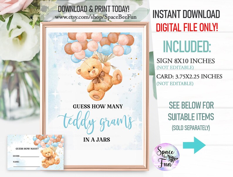 Teddy Bear BOY Guess How Many Sign Guess How Many Teddy Grams - Etsy