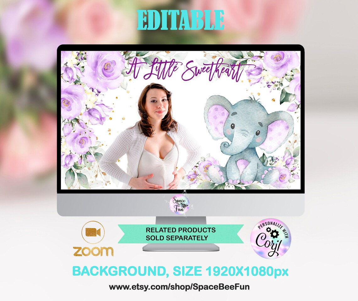 Zoom Virtual Baby Shower Invite Zoom Background Welcome | Etsy
