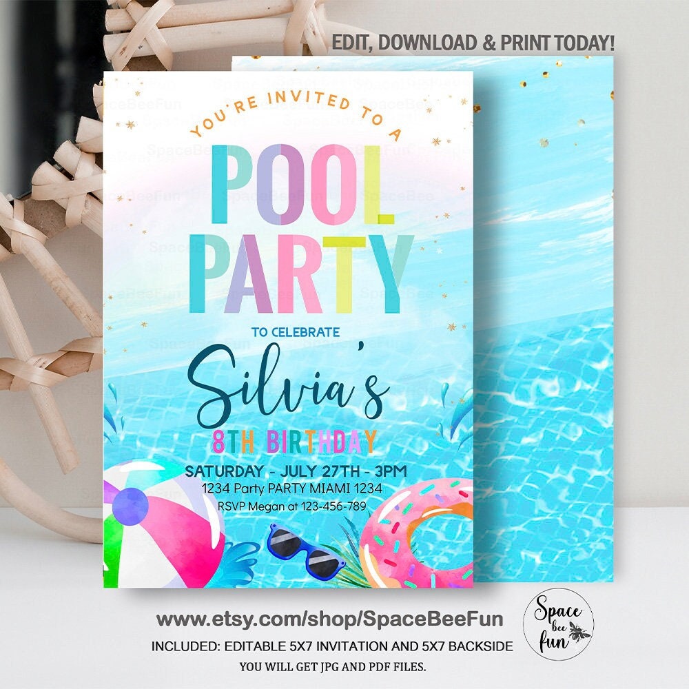 Fonts For Pool Party Invitation