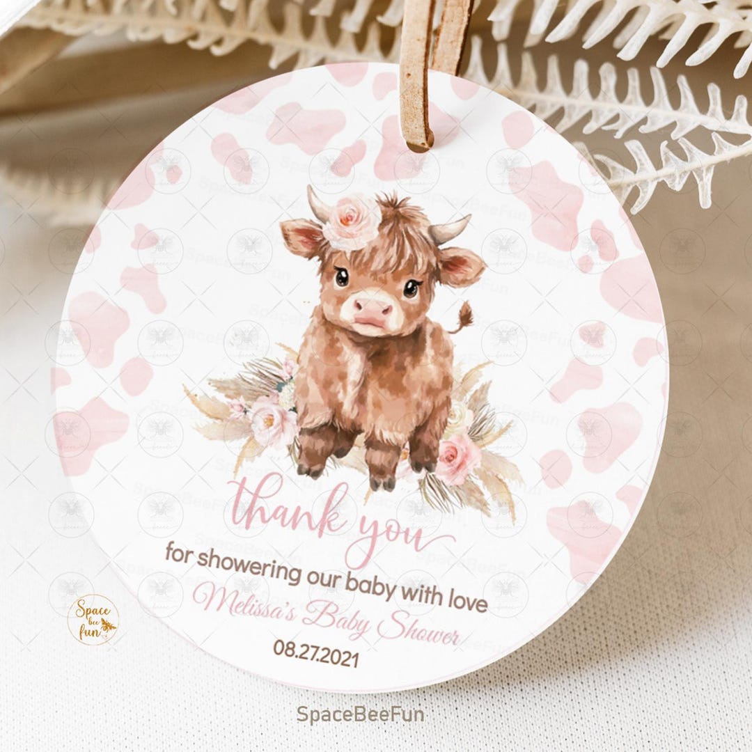 Highland Cow Holy Cow Baby Shower Favor Tag Thank You Tag Girl We're ...