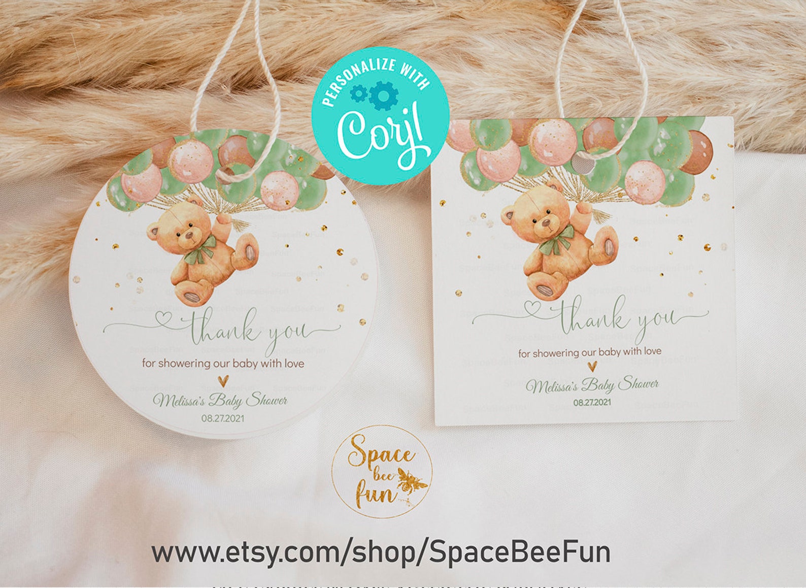 Editable Teddy Bear Baby Shower Favors Bear Baby Shower Thank - Etsy