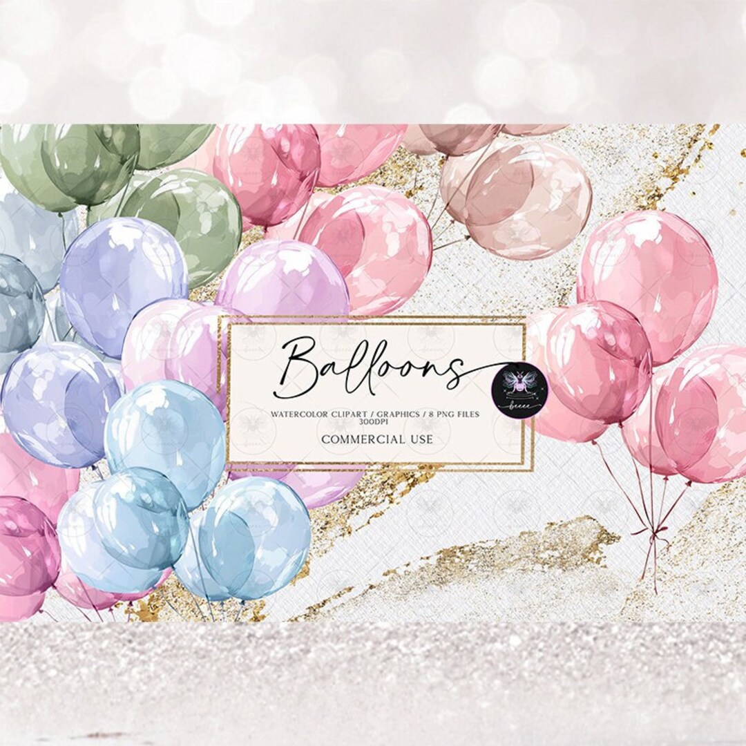 Balloons Clipart Watercolor Party Clip Art Balloons Clip Art Set Baby ...