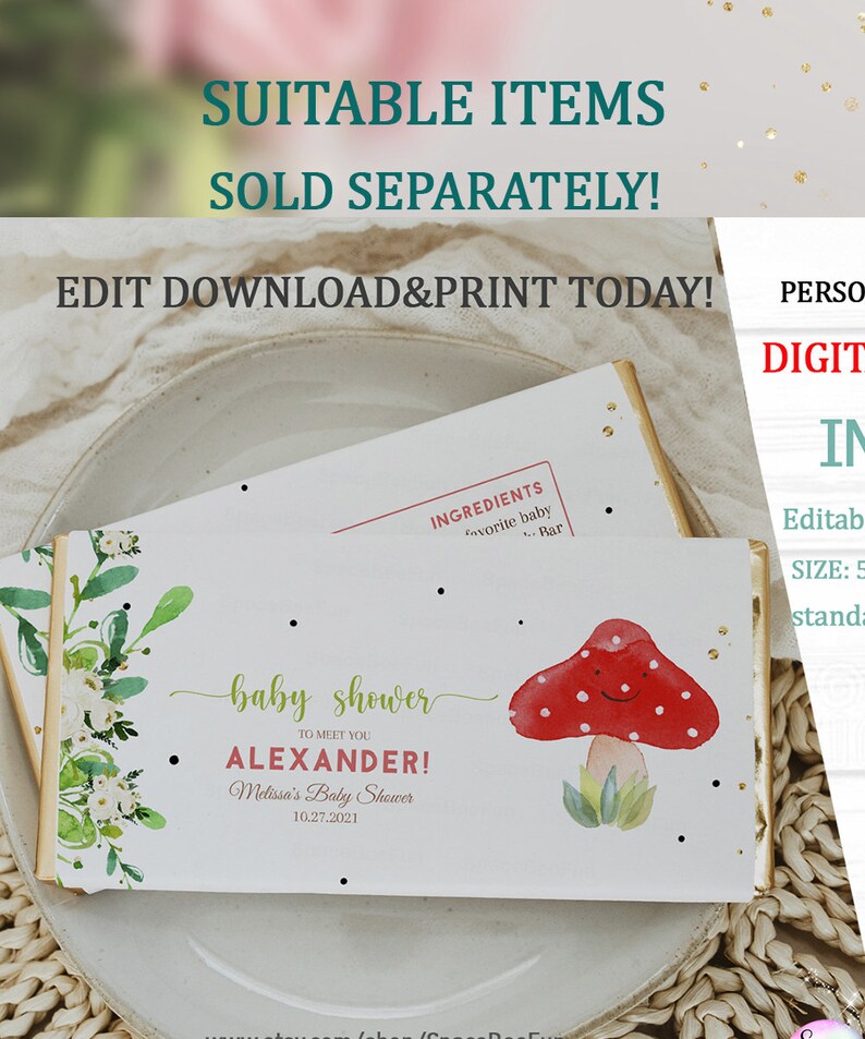 Editable Mushroom Baby Shower Invitation Bundle With Mushroom - Etsy