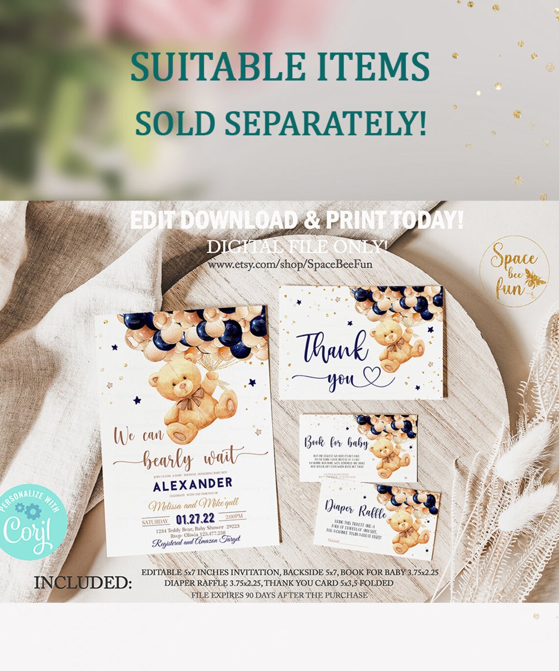 EDITABLE Teddy Bear Baby Shower Games Boy Games Teddy Bear - Etsy