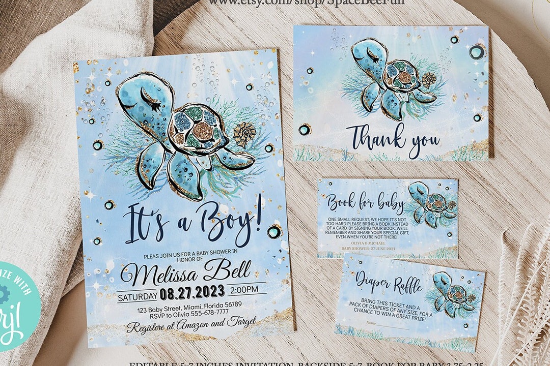 Under the Sea Baby Shower Boy Set, Ocean Baby Shower Bundle Thank You ...