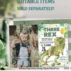 Editable Dinosaur Three Rex Welcome Sign Boy, Dinosaur Party Birthday ...