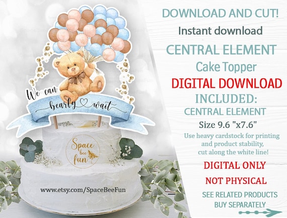 Cake Topper Baby Shower Teddy Bear Centerpiece Decoration Baby | Etsy