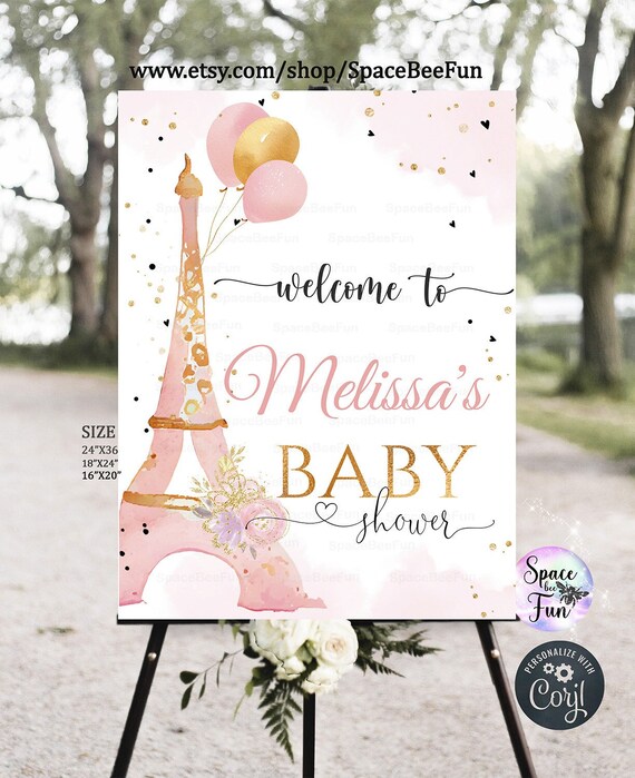 Paris Baby Shower Welcome sign Bonjour Bebe Baby Shower Editable Paris ...
