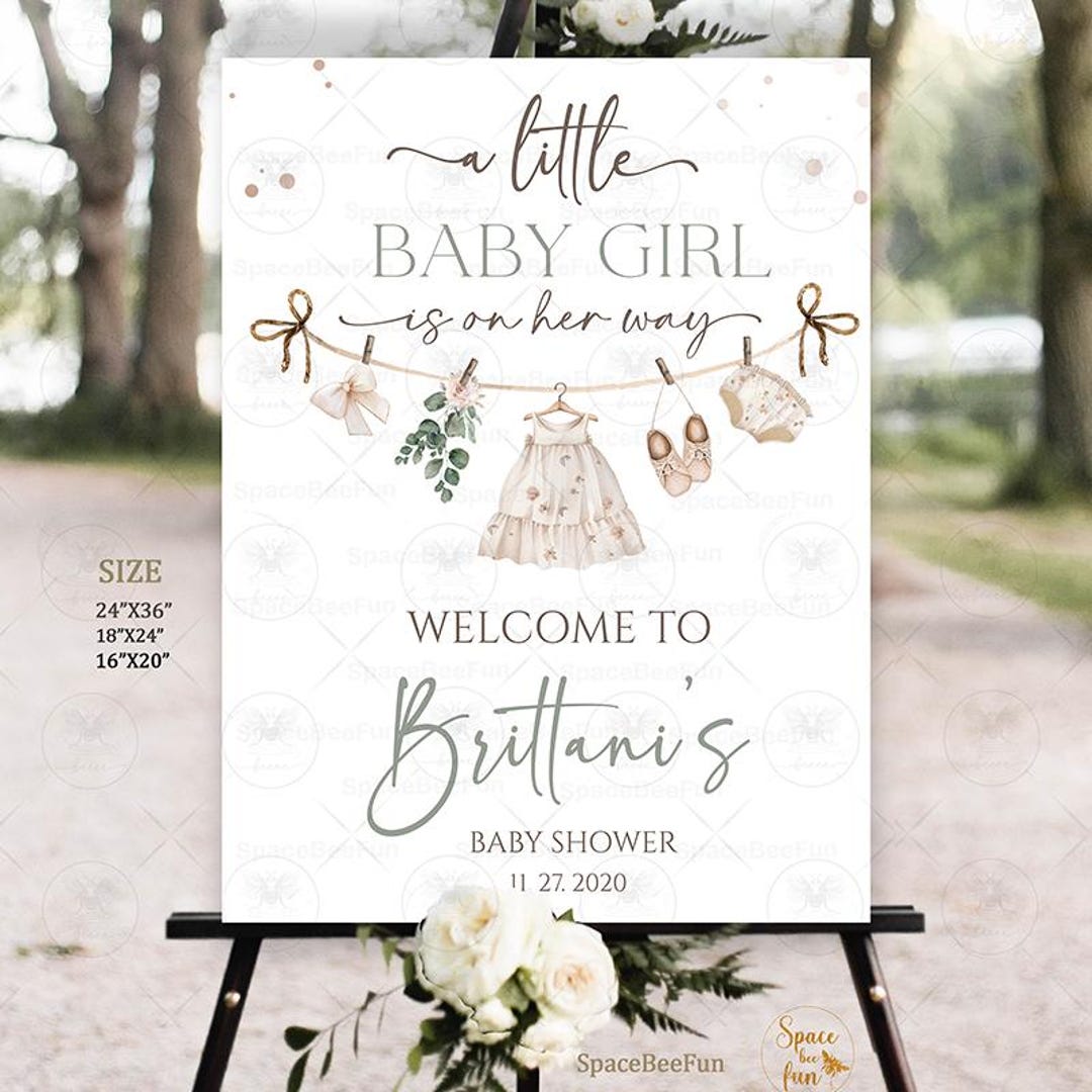 Boho Clothes Baby Shower Welcome Sign Girl Sage Green Baby Clothes and ...