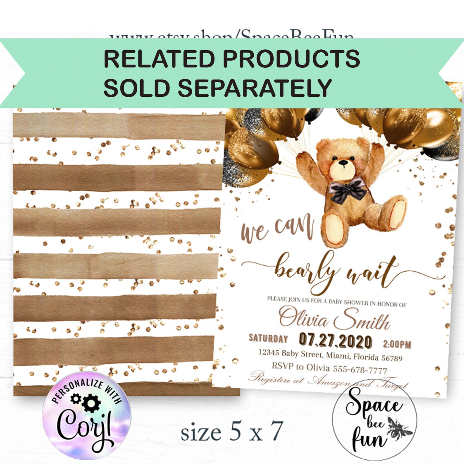 EDITABLE Zoom Background Baby Shower Teddy Bear Virtual Baby - Etsy
