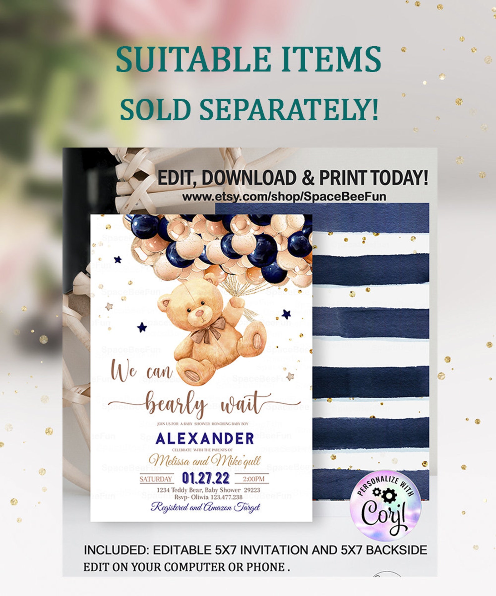 Editable Teddy Bear Baby Shower Favor Tag Thank You Tags - Etsy