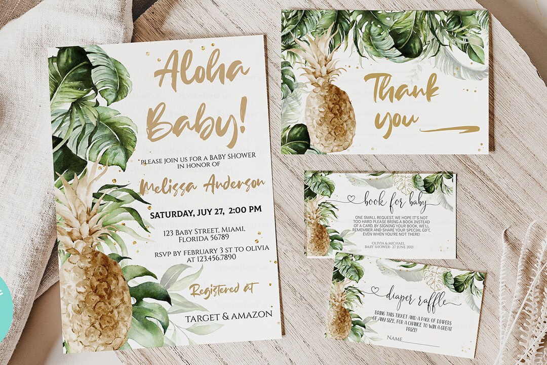 Editable Aloha Baby Shower Invitation Pineapple Baby Shower Invitation ...