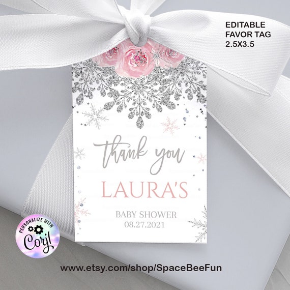 EDITABLE Thank you Favor tag baby shower wonderland It's Cold Outside ...