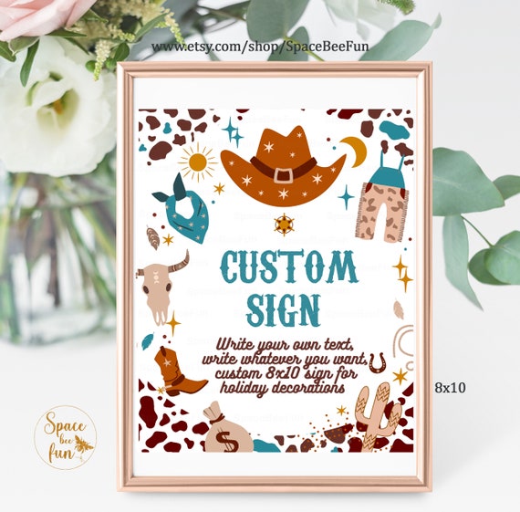 Cowboy Rodeo Custom sign Birthday sign Editable Wild West Ranch ...