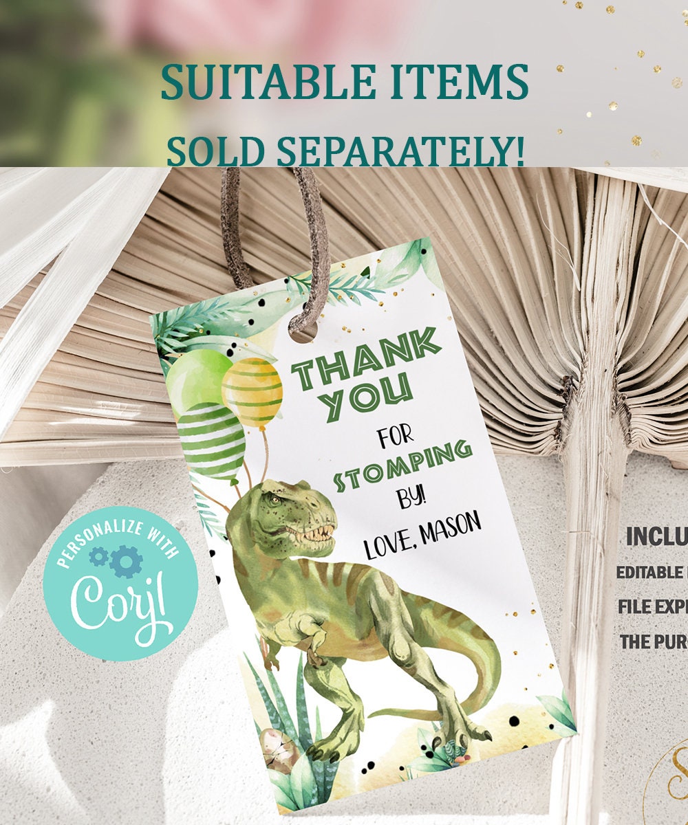 Editable Dinosaur Three Rex Banner Boy Dinosaur Party - Etsy