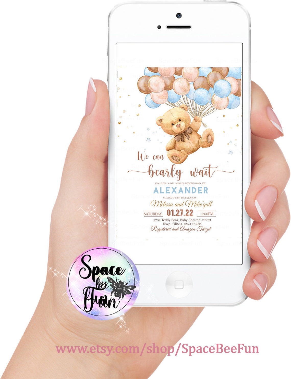 Editable Teddy Bear Baby Shower Invitation Bundle With Teddy | Etsy