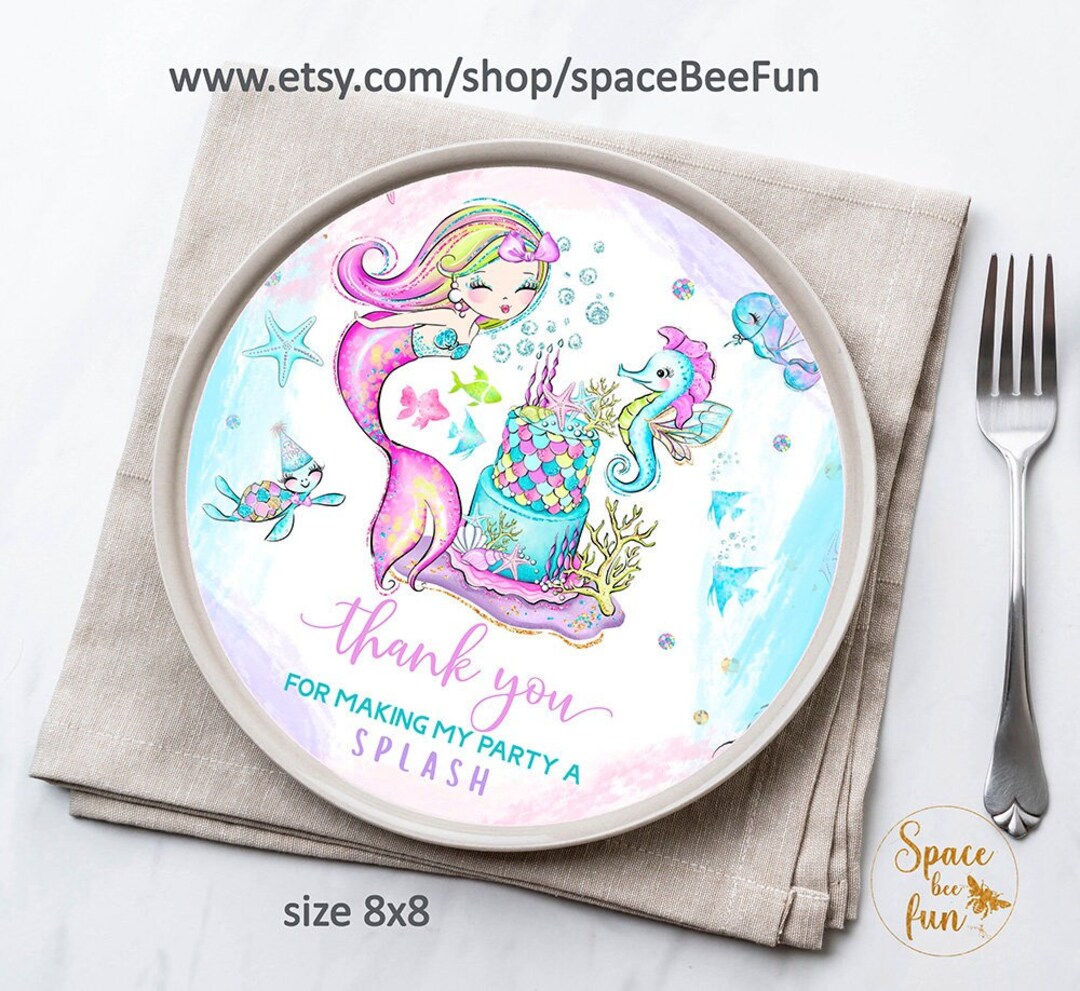 Mermaid Birthday Pool Party Mermaid Unicorn Sea Swim Charger Plate ...