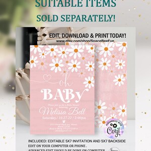 Editable Daisy Baby Shower Favor Tag Thank You Tags Favors Boho Retro ...