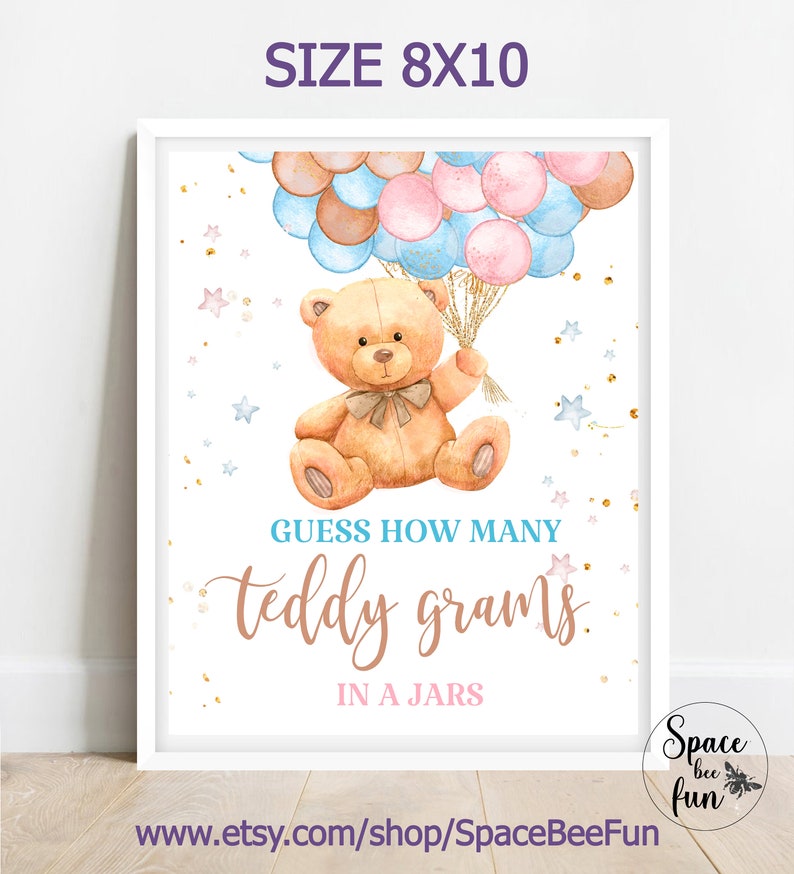 Teddy Bear Boy Guess How Many Sign Guess How Many Teddy Grams - Etsy