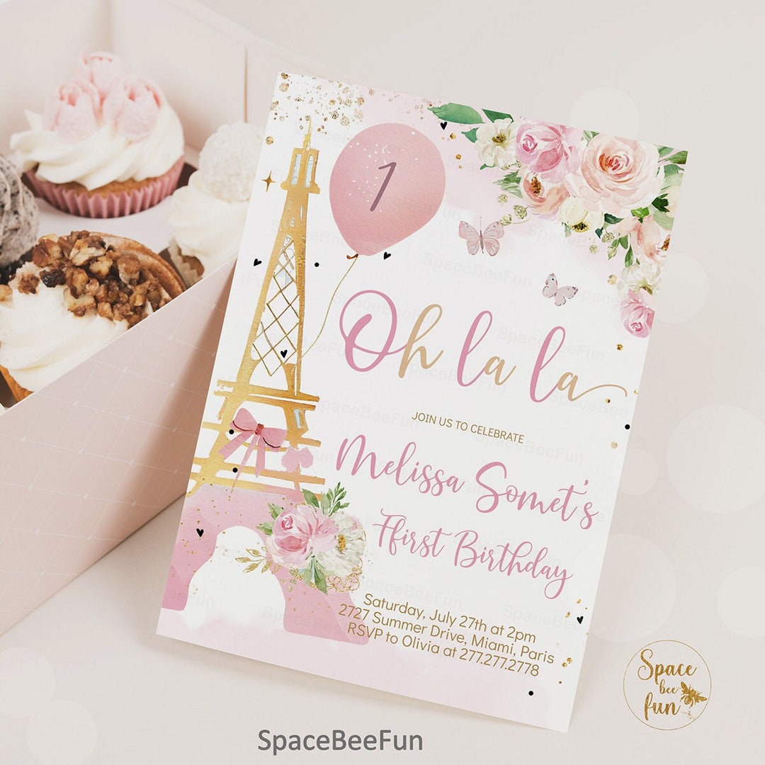 Paris Birthday Party Invitation Party 1st Birthday Oh La La Editable ...