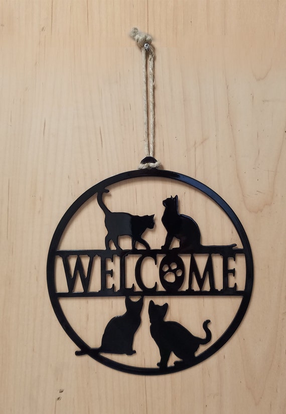 4 Cats Welcome Sign Hanger - Etsy