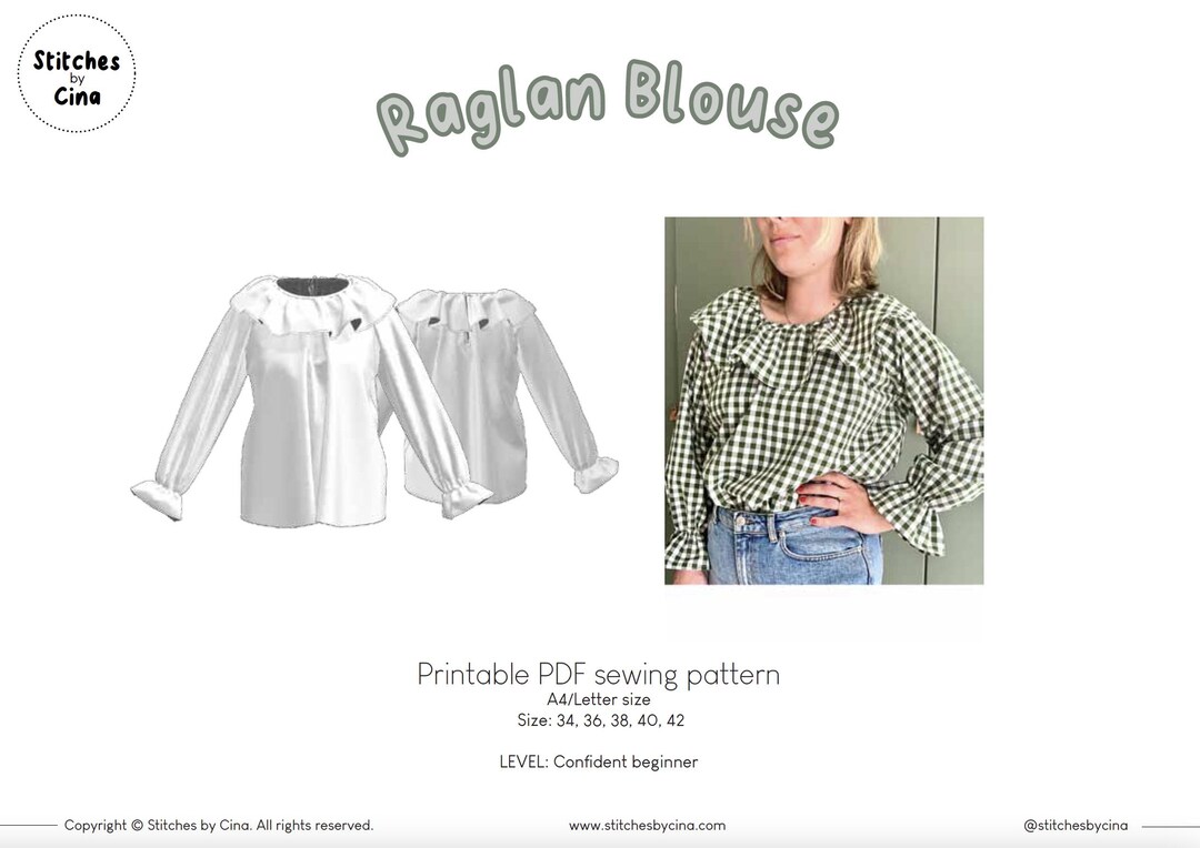 Frilly Raglan Blouse - PDF Sewing Pattern - Etsy