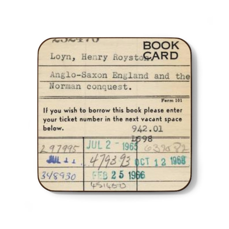 Library Card Coaster Vintage Library Due Date Card Gift for - Etsy