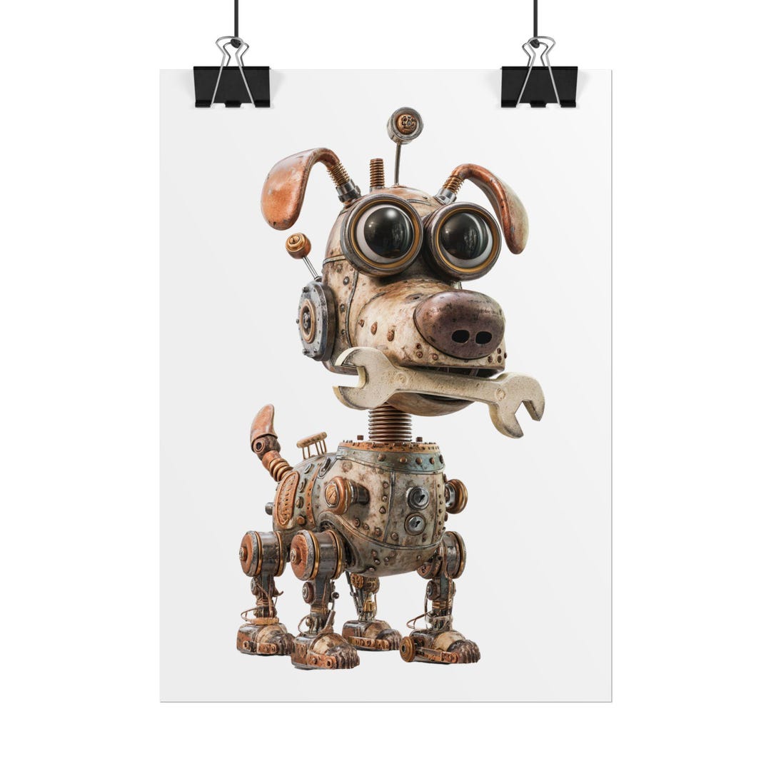 Steampunk Robot Dog Poster, Robotics Art Print - Etsy