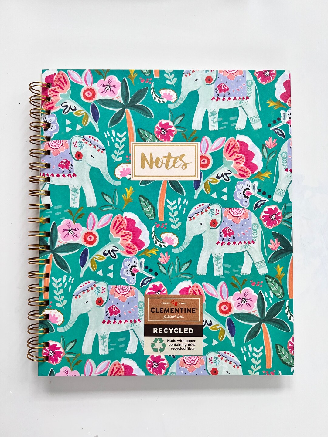 CLEMENTINE “elephants and Flowers" Notebook Journal 11”L X 8.5”W, 200 ...