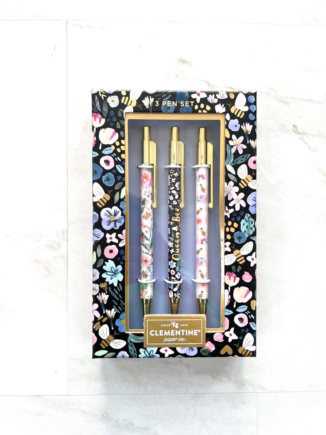 CLEMENTINE “flowers” Set of 3 Pens With Black Ink | Brand: Clementine ...