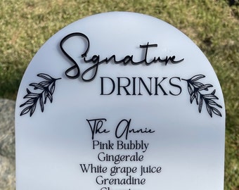 Signature Drinks Pink Acrylic Bar Sign, Signature Drinks Sign, Pink Bar ...