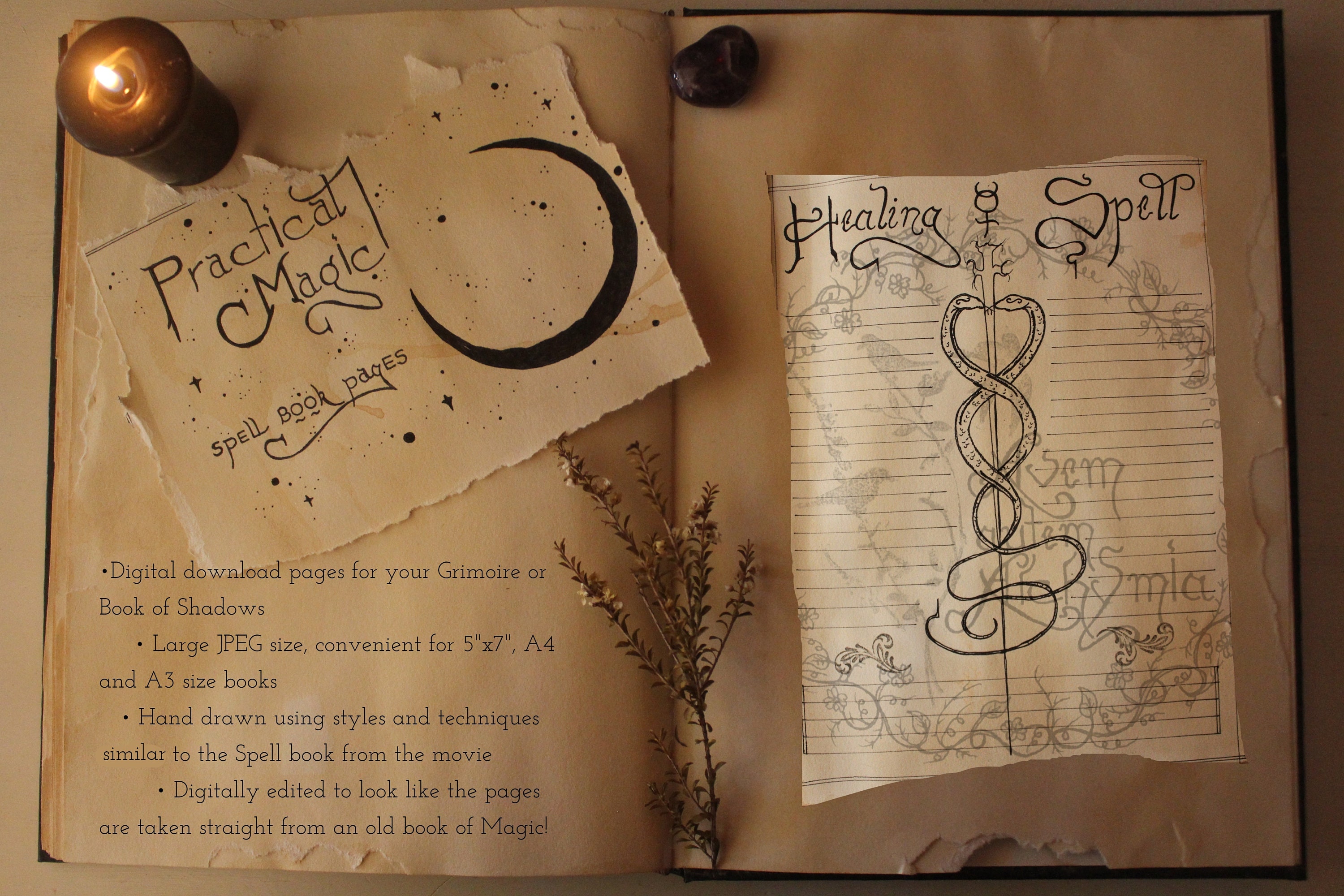 Healing Spell Practical Magic Spell Book Pages DIGITAL | Etsy