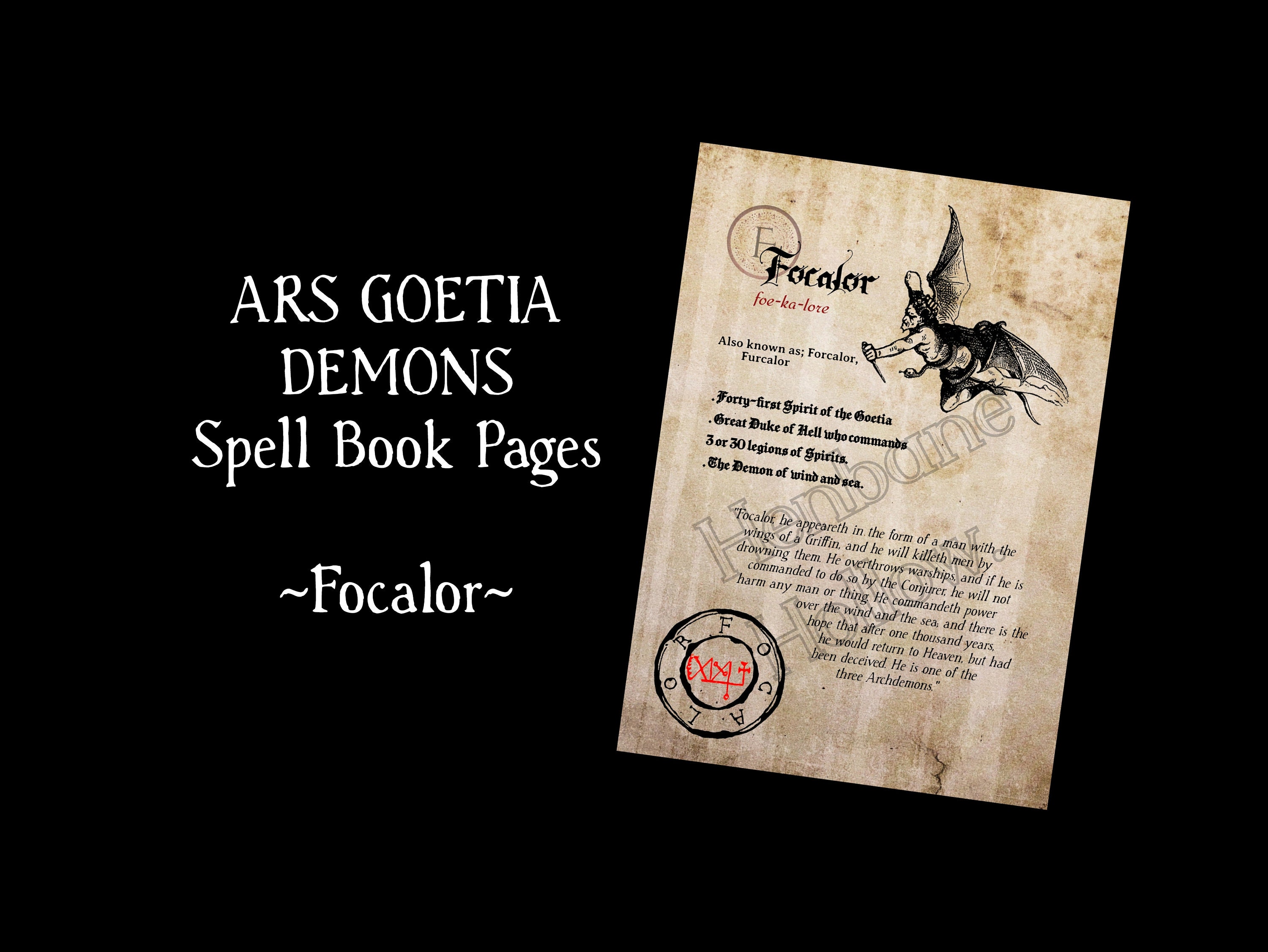 FOCALOR Ars Goetia Demons ~ Instant Digital Download Pages/Magic ...