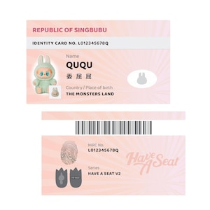 Labubu Mini Identity Card Singapore NIRC Labubu - Etsy UK