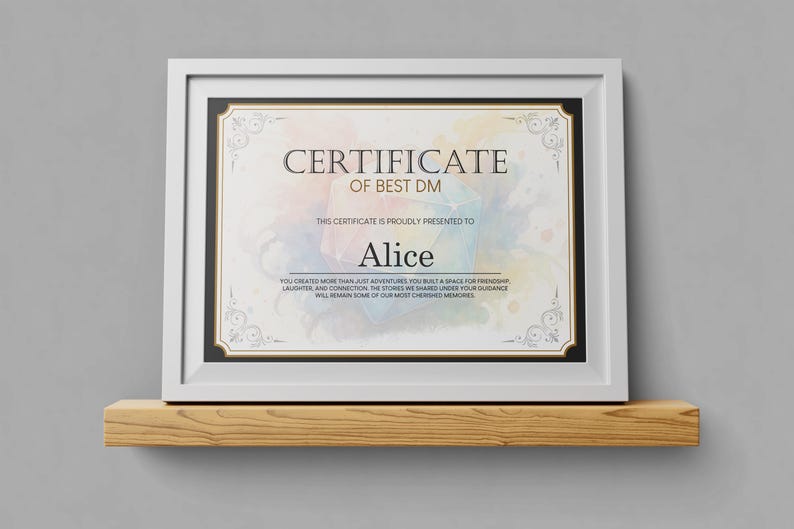 Dnd Custom DM Certificate of Excellence, Personalized Dungeon Master ...