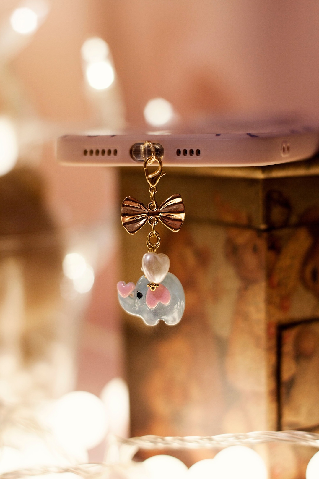 Kawaii Blue Elephant Charm, Headphone Jack, USB C Dust Plug, iPhone ...