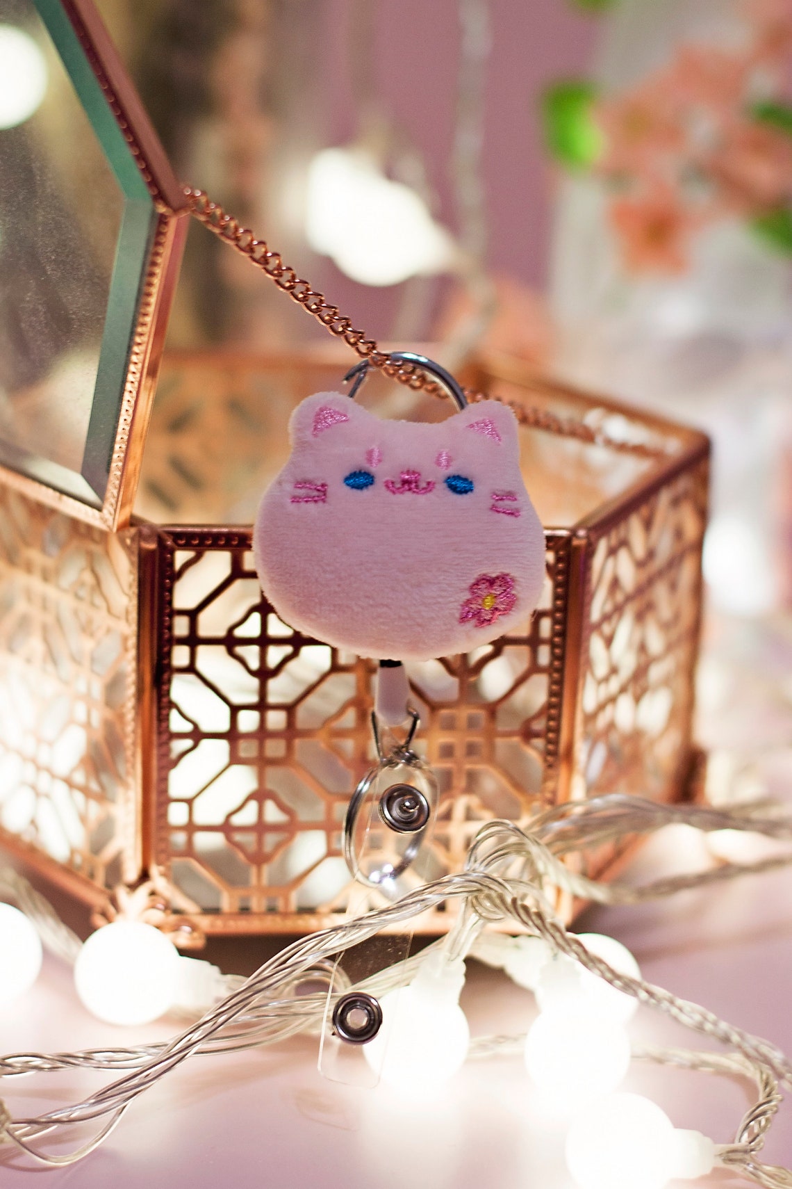 Cute Plush Sakura Neko Reel/badge Reel/nurse Badge/badge Holder/id ...
