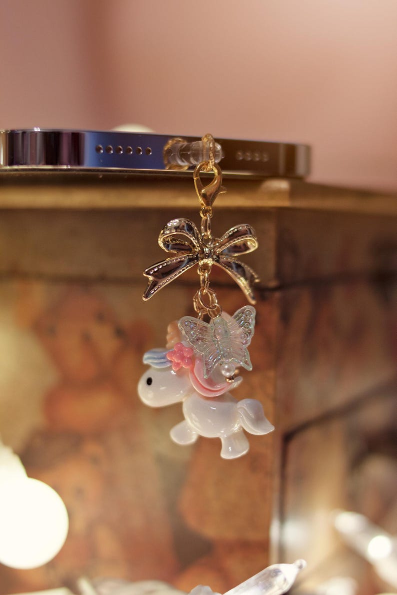 Kawaii Unicorn Charm, Cute Unicorn Charm, Headphone Jack Dust Plug, USB ...