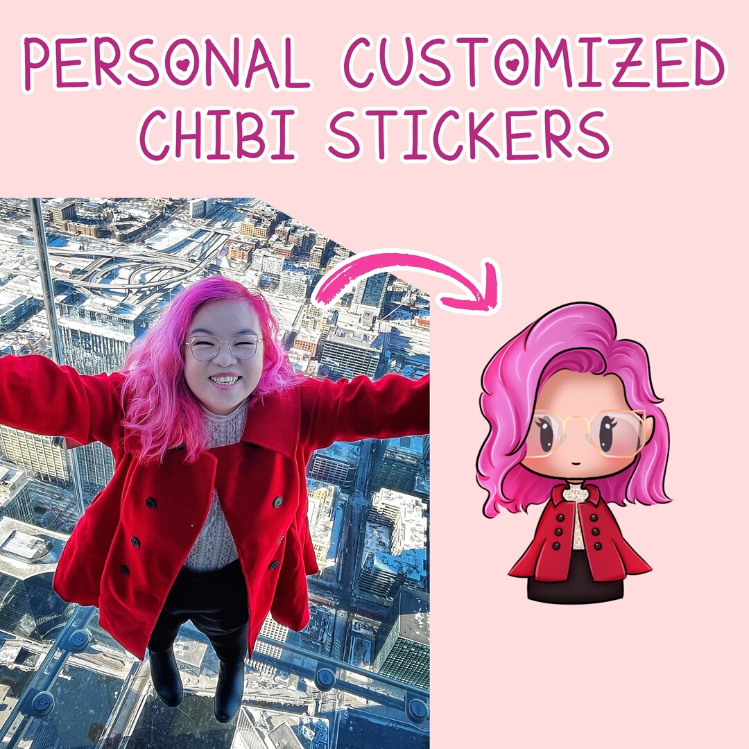 20 X I Draw You Custom Cute Chibi Sticker Flakes Personalized Kawaii ...