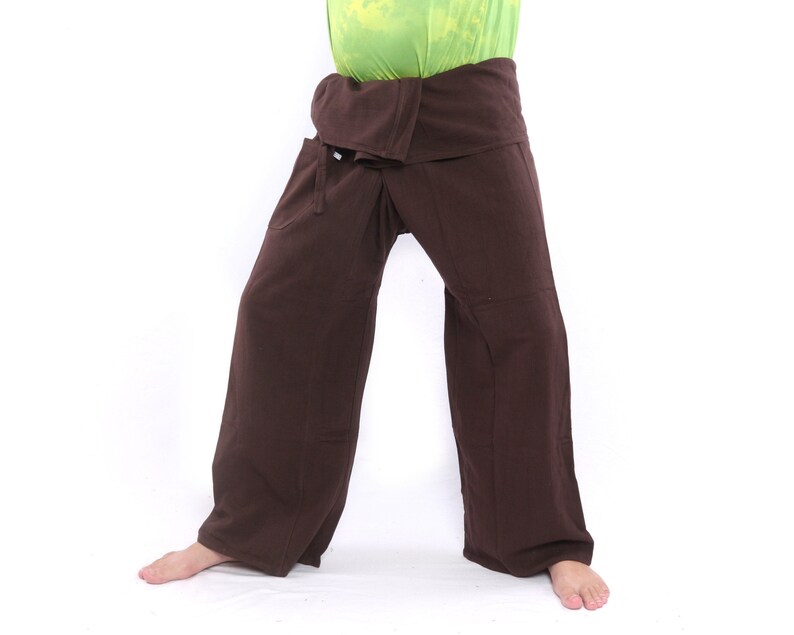 Mens Thai Wrap Fisherman Pants Extra Long Single Color Plus Size Thick ...