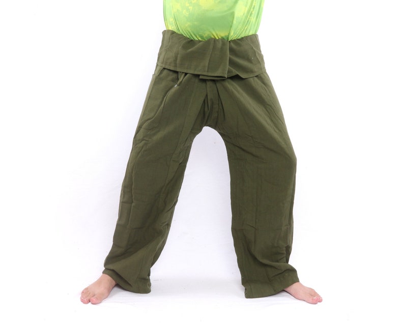 Mens Thai Wrap Fisherman Pants Extra Long Single Color Plus Size Thick ...