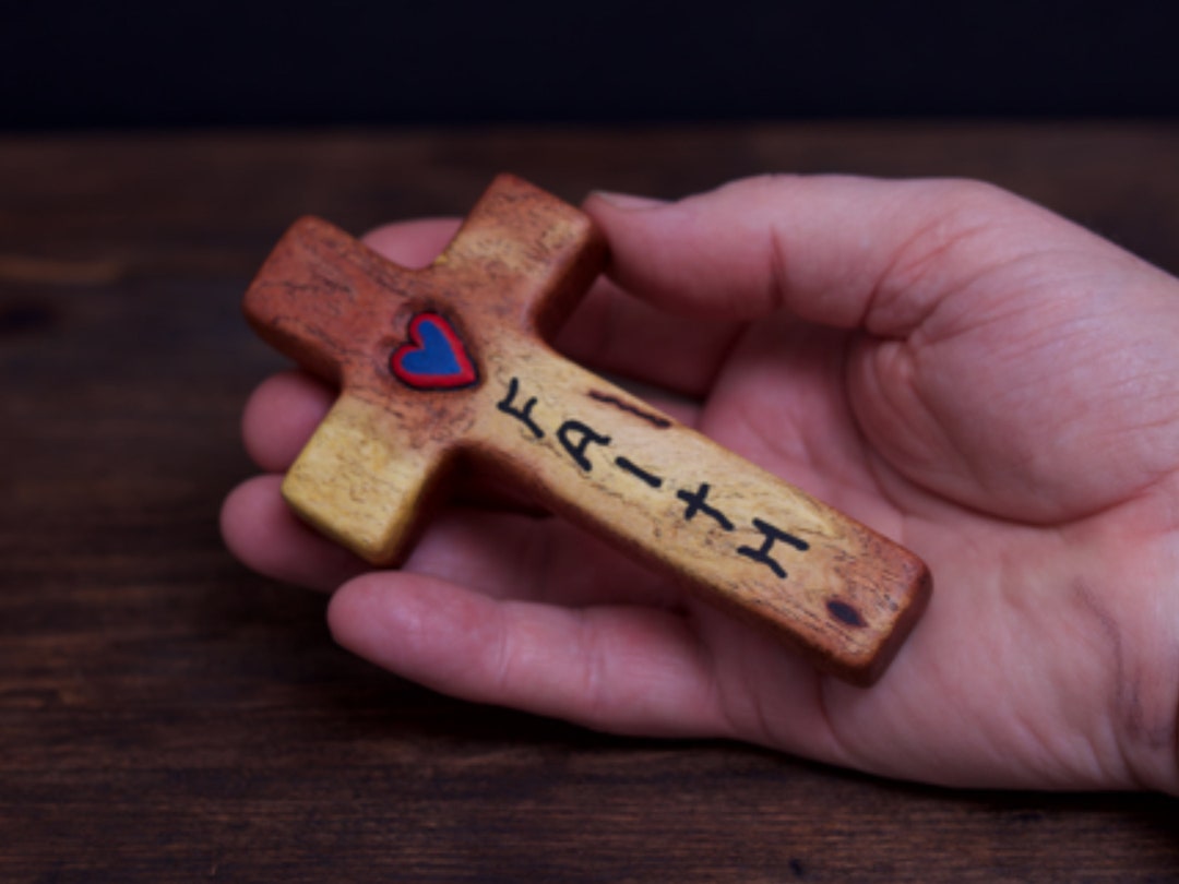 Hand Carve Wooden Cross Palm Hand Held Cross Small Hand - Etsy