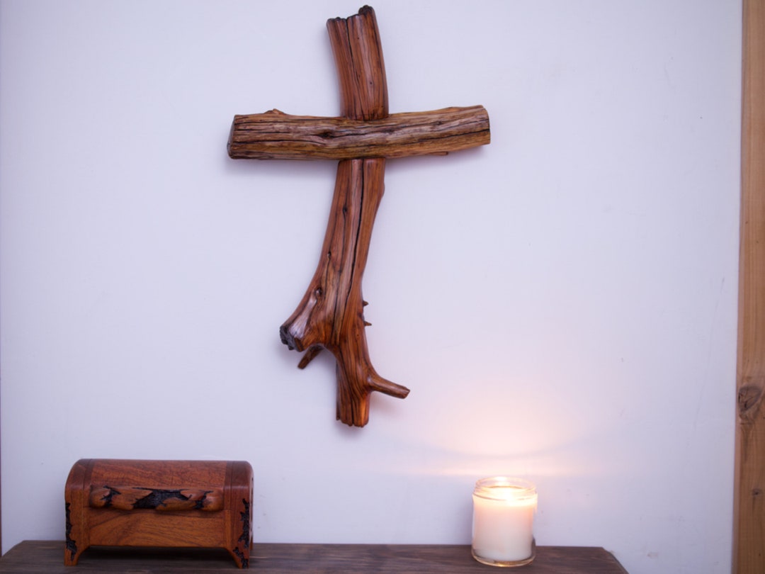 Cedar Cross Wooden Wall Art Cross Handmade Rustic Old Cedar Branch ...