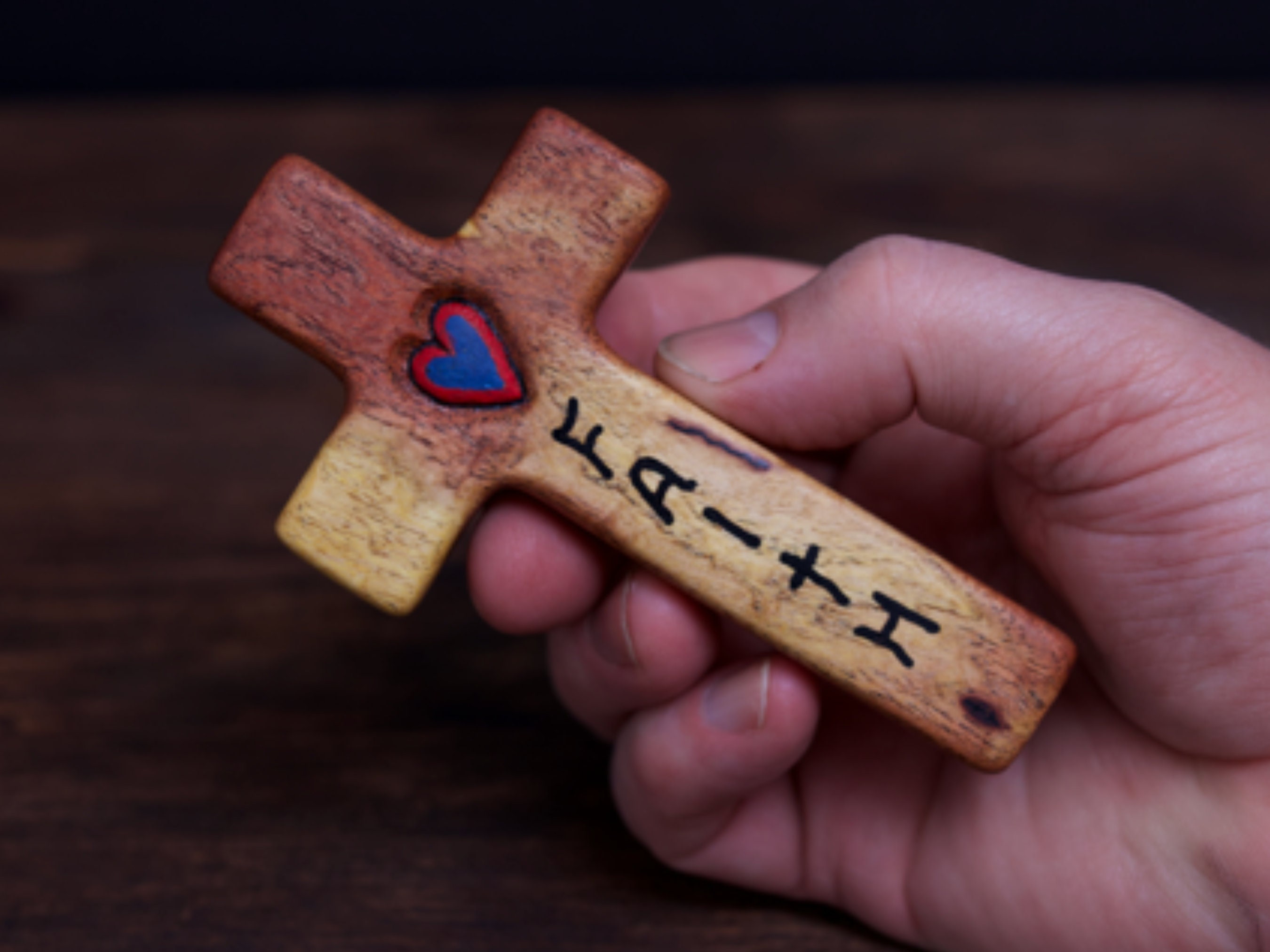 Hand Carve Wooden Cross Palm Hand Held Cross Small Hand - Etsy