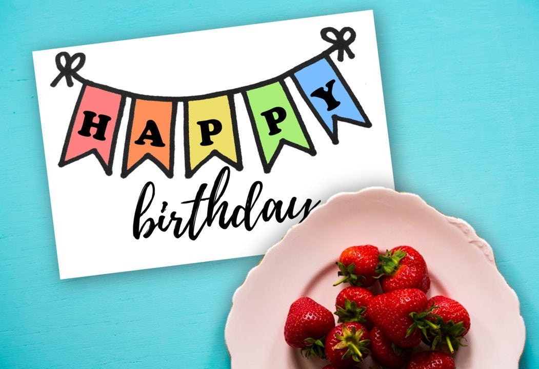 Banner Birthday Card | Colorful Banner Birthday | Happy Birthday Hand ...
