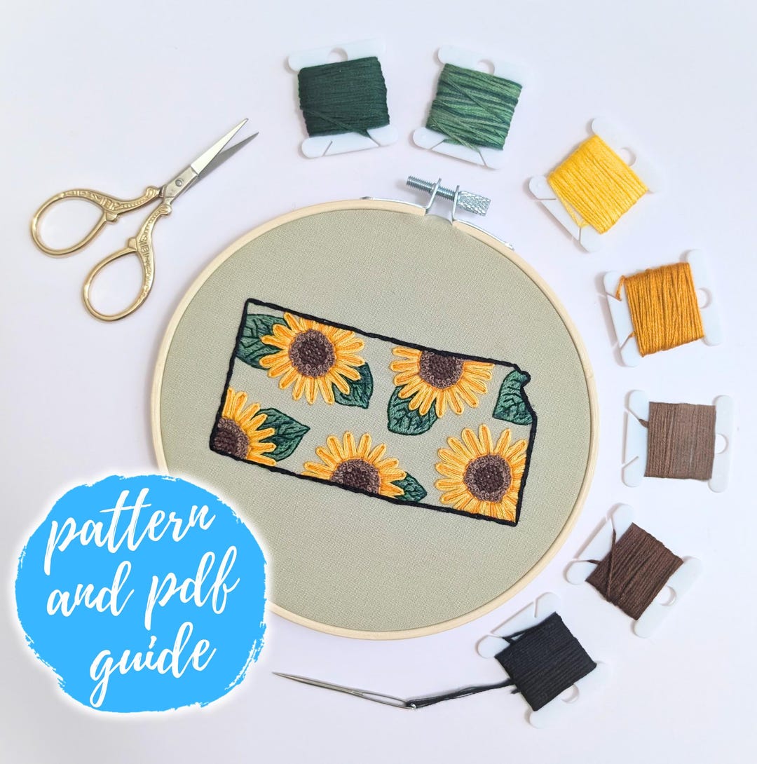 Kansas State Embroidery Pattern | KS State Flower Hand Embroidery ...