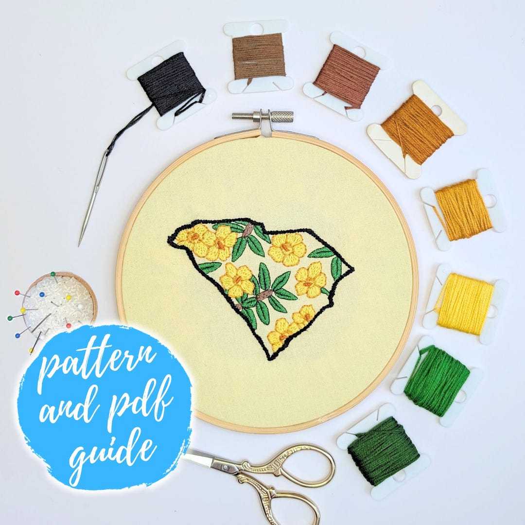 South Carolina State Embroidery Pattern | SC State Flower Hand ...